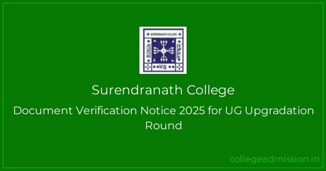Surendranath College Document Verification Notice 2025 for UG ...
