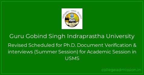 Guru Gobind Singh Indraprastha University: Revised Scheduled for Ph.D ...