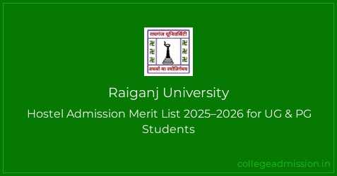 Raiganj University: Hostel Admission Merit List 2025–2026 for UG & PG ...