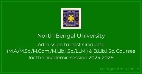 North Bengal University: Admission to Post Graduate (M.A./M.Sc./M.Com ...